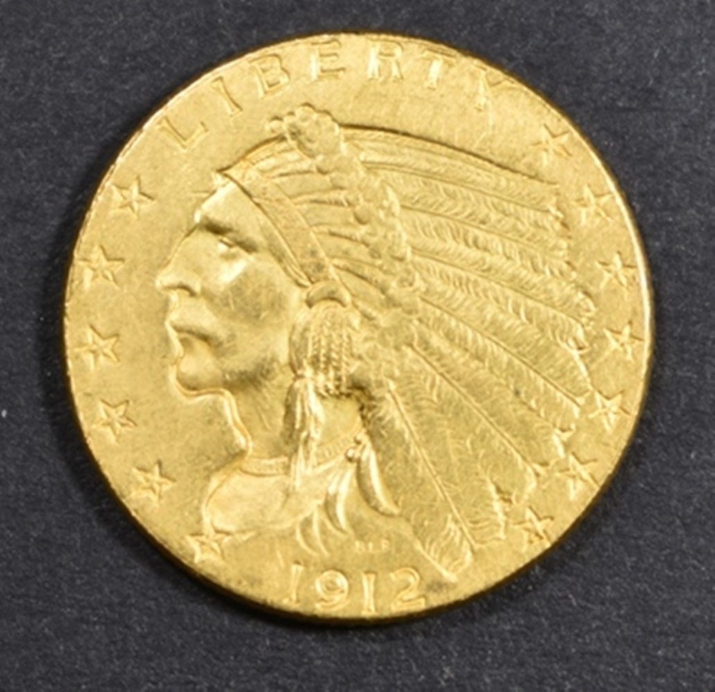 1912 GOLD $2.5 INDIAN CH BU | Barnebys
