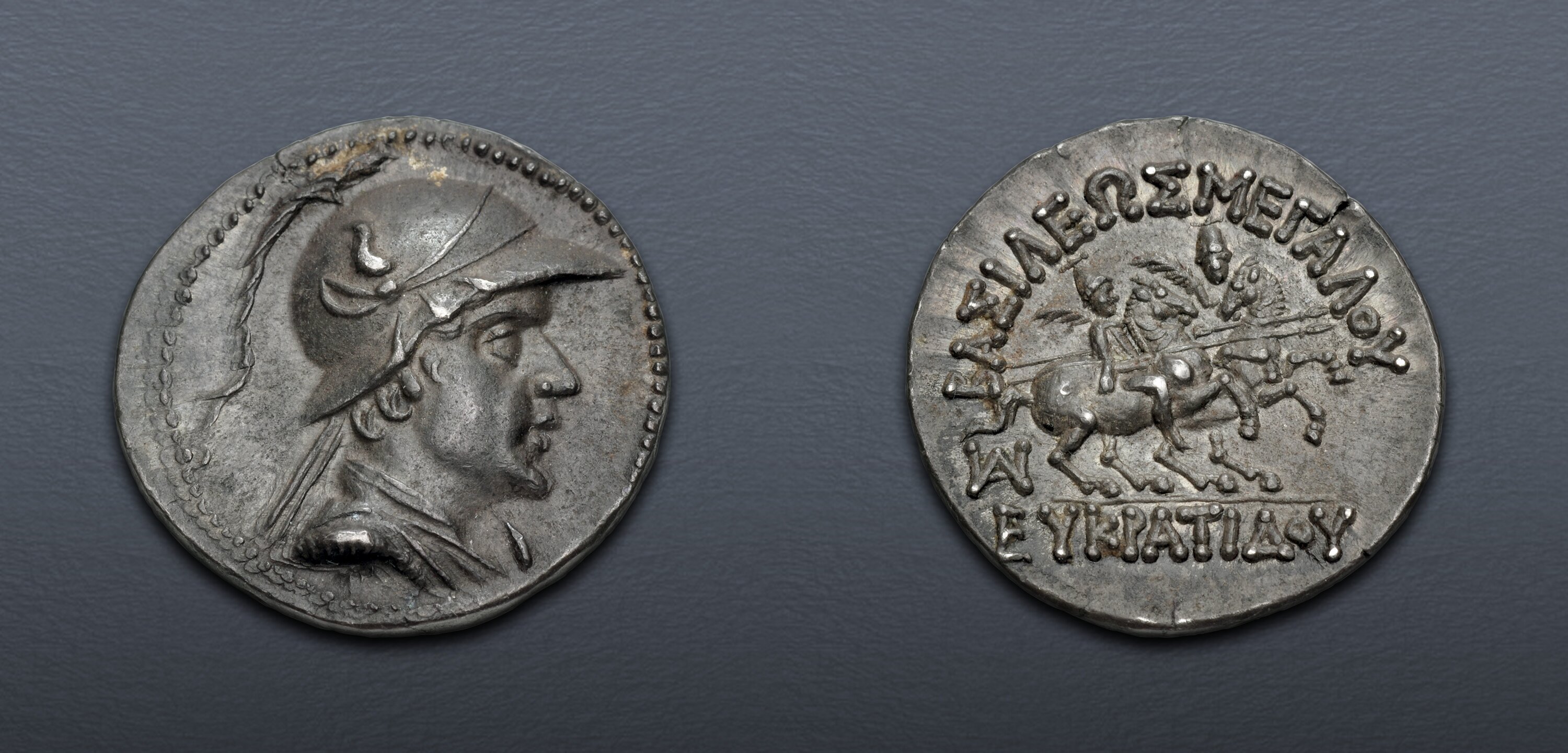 BAKTRIA, Greco-Baktrian Kingdom. Eukratides I Megas. Circa 170-145 BC ...