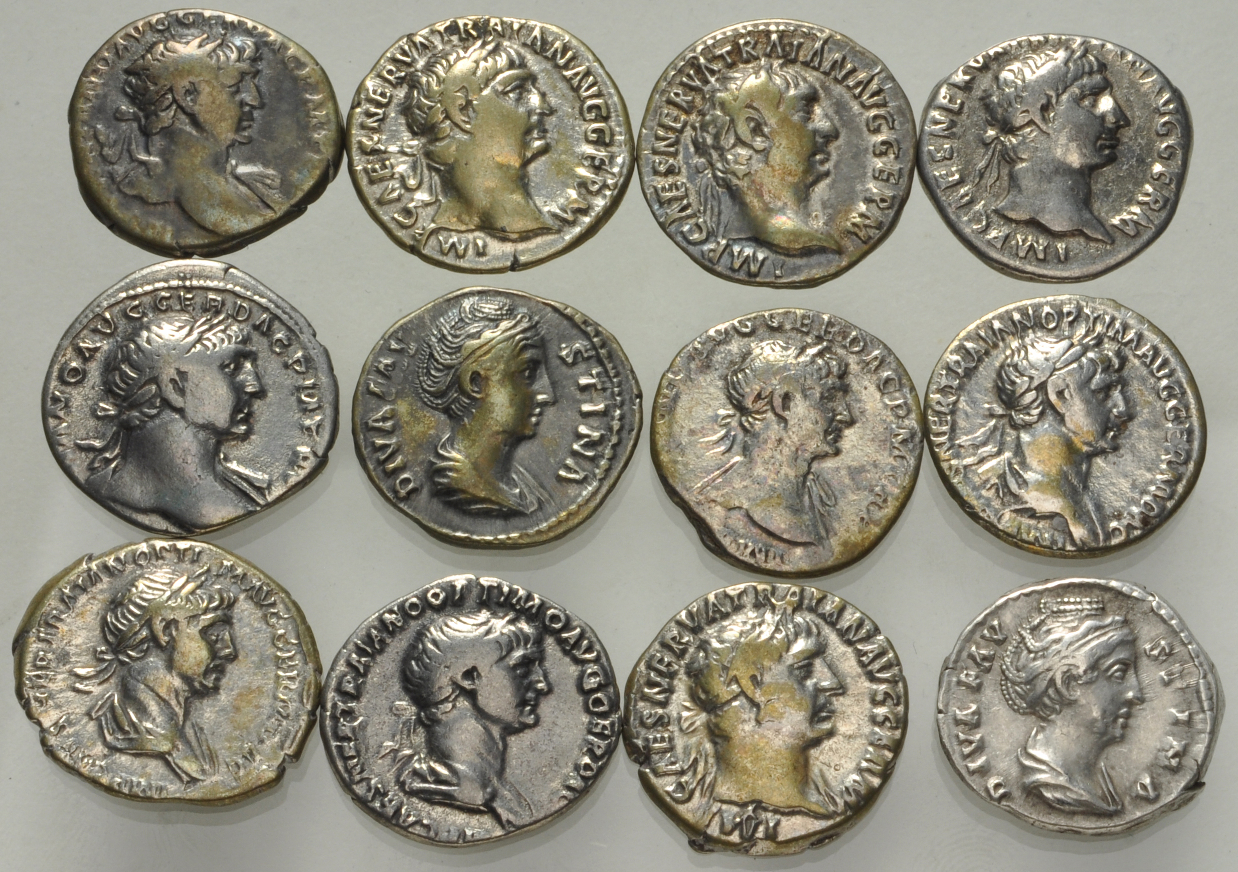 ROMAN. Imperial. Lot of twelve (12) AR Denarii of Trajan and Diva ...