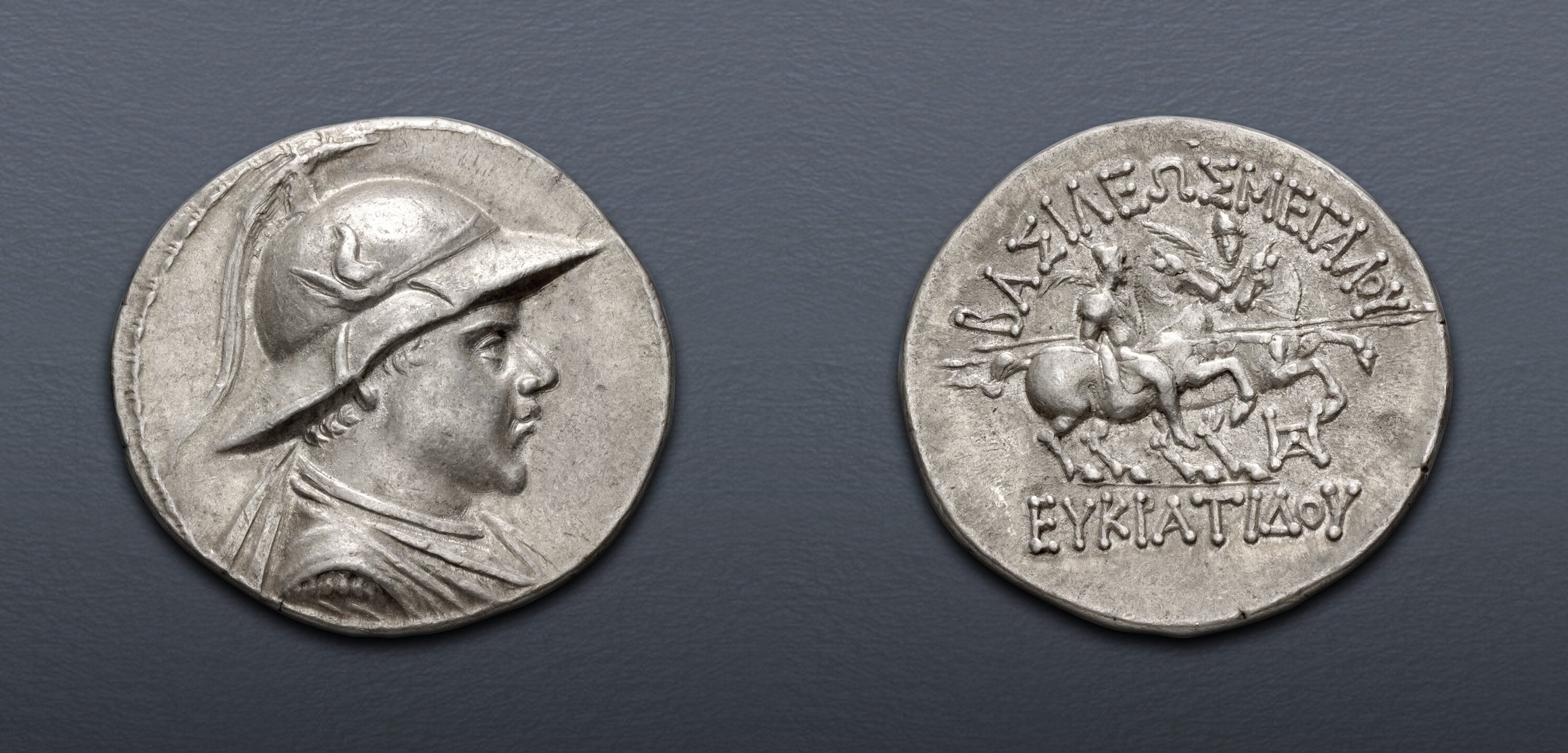 BAKTRIA, Greco-Baktrian Kingdom. Eukratides I Megas. Circa 170-145 BC ...