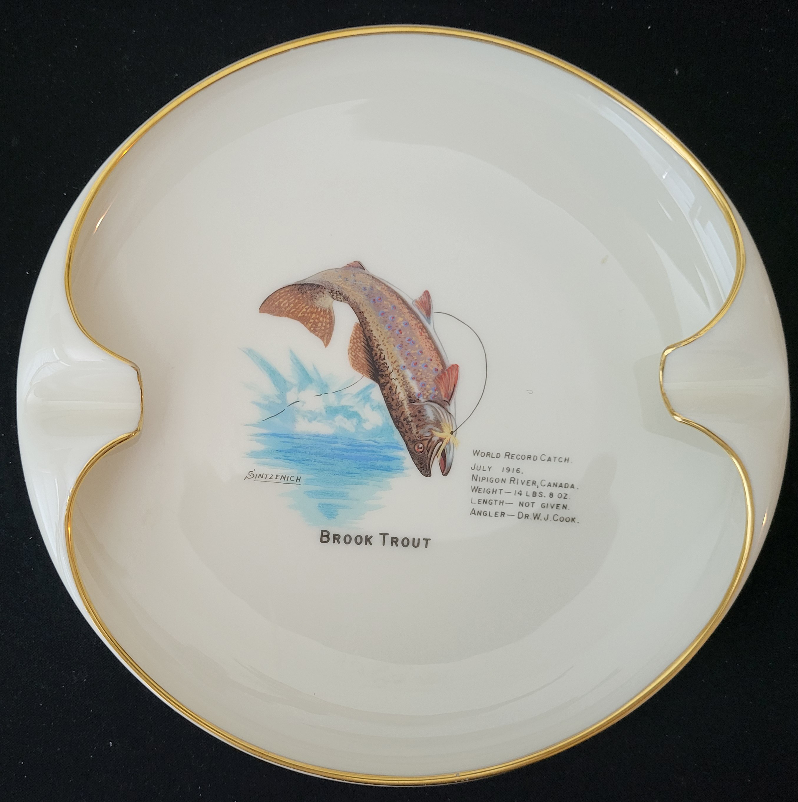 Vintage Lenox Ash Tray- World Record Brook Trout | The Angling Marketplace