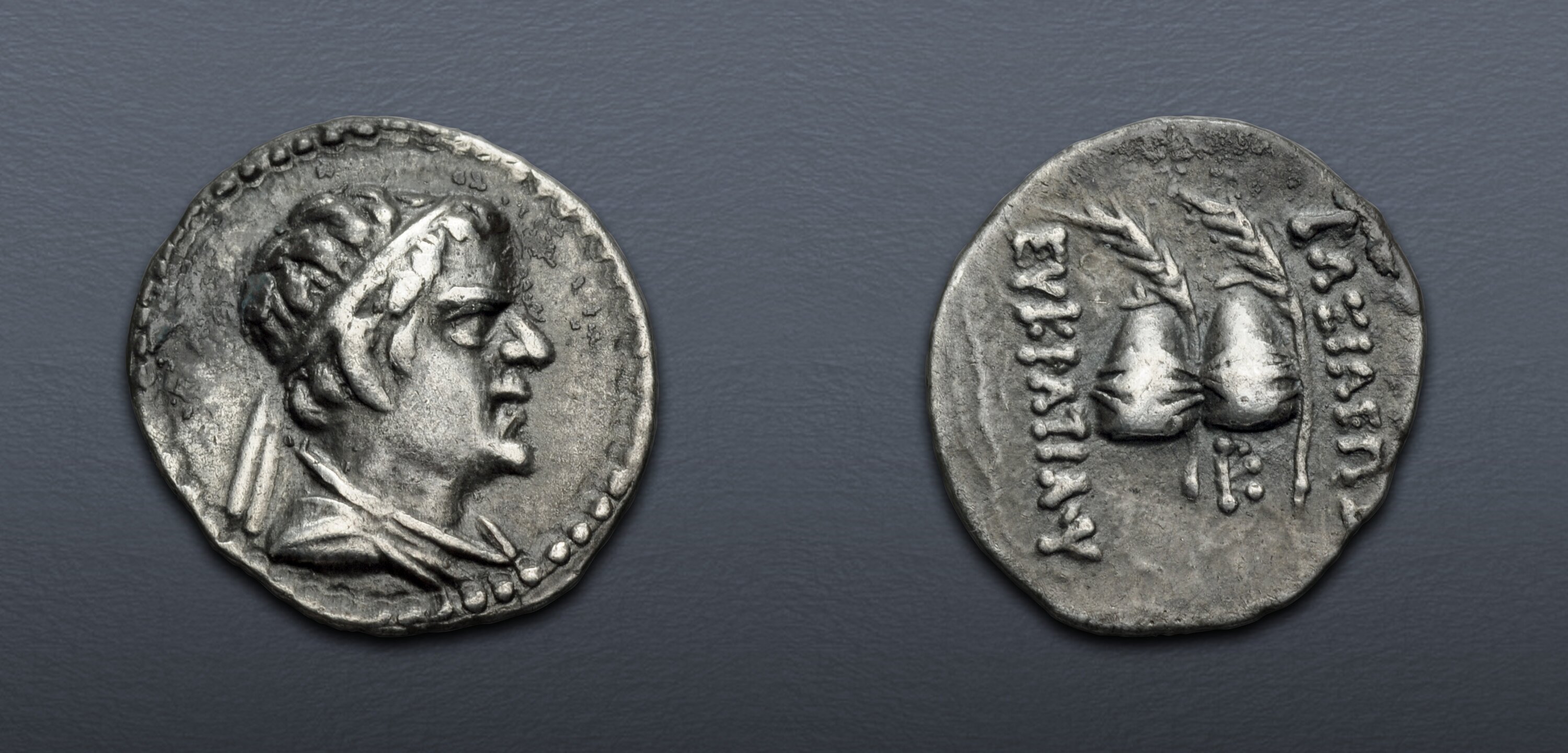 BAKTRIA, Greco-Baktrian Kingdom. Eukratides I Megas. Circa 170-145 BC ...