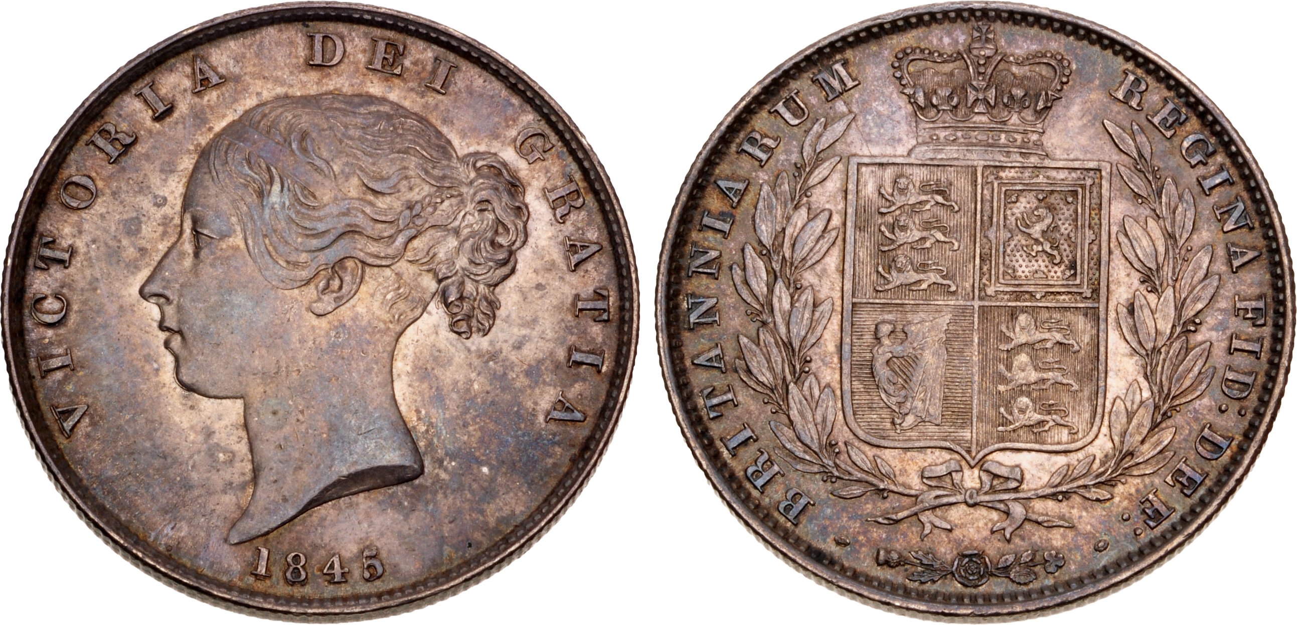 Victoria. AR Halfcrown. 1845/3. Young head, type A4. | Classical ...