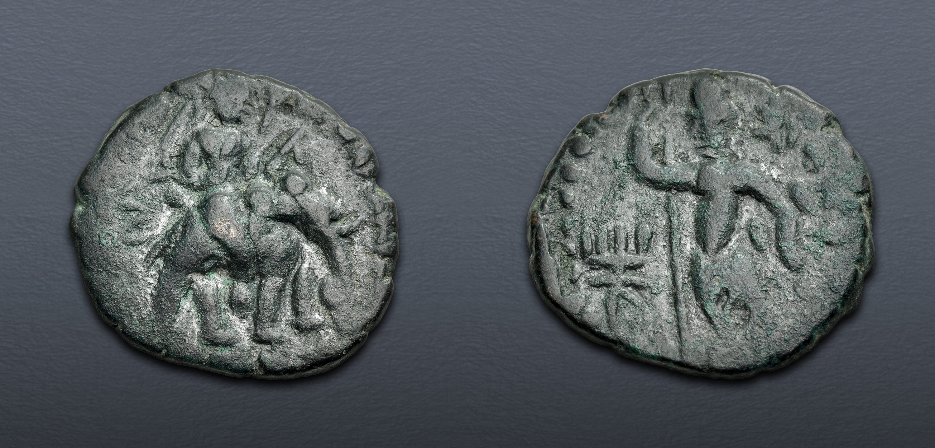 INDIA, Kushan Empire. Huvishka. Circa AD 152-192. CU Tetradrachm (26mm ...